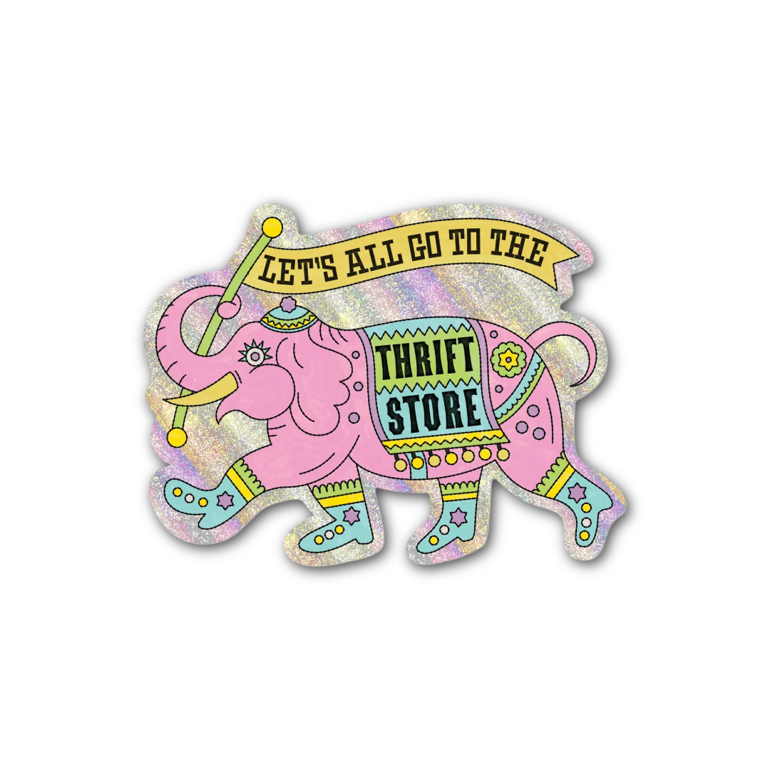 Let's Go To The Thrift Store Elephant Sticker – Ida Red