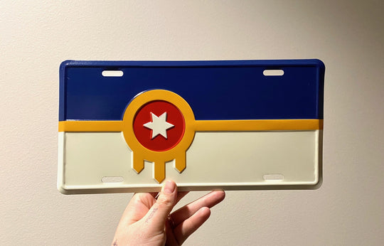 Tulsa Flag License Plate – Ida Red