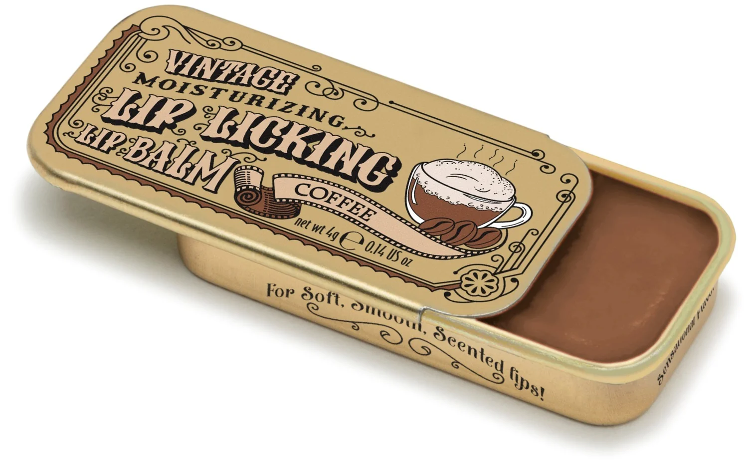 Vintage Lip Licking Lip Balm – Coffee | Retro Slide Tin – Ida Red