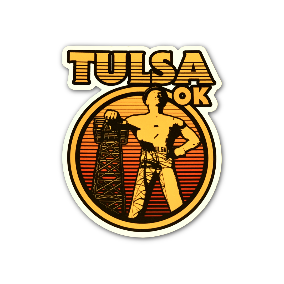 Tulsa Driller Sticker on White – Ida Red